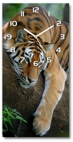 Wallmuralia Nástěnné hodiny Tygr na stromě 30x60 cm