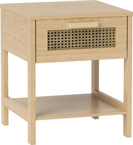HOMCOM Noční stolky s šuplíkem, policí a designem z ratanu pro ložnici a obývací pokoj, přírodní 40 cm x 40 cm x 49 cm | Aosom