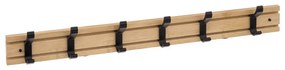 Bambusový nástěnný věšák s 6 háčky, 60 cm