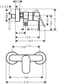 Hansgrohe Rebris S, sprchová baterie, černá matná, 72640670