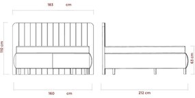 Čalouněná postel s matracemi a úložným prostorem ALEXA 160x200 cm béžová
