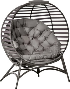 Outsunny papasan zahradní židle 2 koše polštáře oválné lounge křeslo skládací balkon terasa písek hnědá ocel 118x75x139cm | Aosom