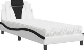 Postel Viana s matrací bílá a černá 90 x 200 cm umělá kůže 3208774
