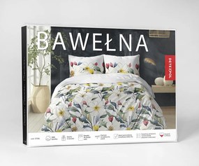Detexpol Bavlněné povlečení 220x200 bílé s barevnými květinami – 5774 A – Cotton Bloom