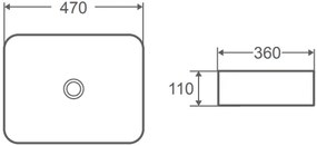 Hydroland Keramické umyvadlo na desku Hera 47x36 cm, bílé