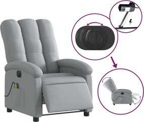 Elektrické masážní polohovací křeslo světle šedé textil 3204080
