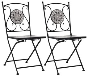 Mozaikové bistro židle 2 ks šedé - Default Title