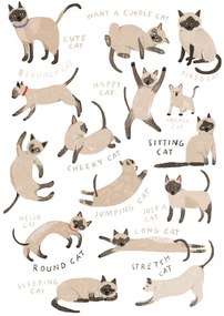 Ilustrace Siamese Cat Print, Hanna Melin