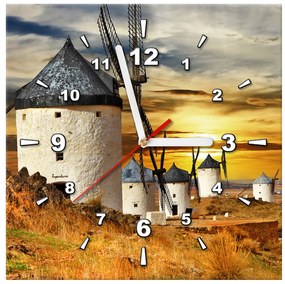 Gario Obraz s hodinami Větrné mlýny ve Španělsku Rozměry: 30 x 30 cm