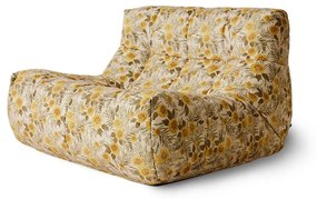 Béžová pěnová lenoška se žlutými květy Lazy Lounge - 105*105*75 cm