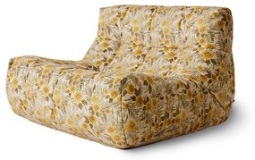Béžová pěnová lenoška se žlutými květy Lazy Lounge - 105*105*75 cm
