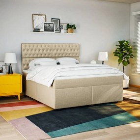 Box spring postel s matrací krémová 180x200 cm textil 3290579