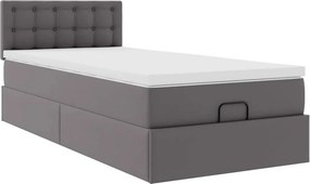 Osmanský postel s matrací šedý 90x200cm cm umělá kůže 3311286