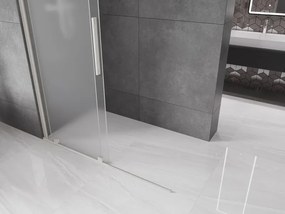 Mexen Velar, sprchová zástěna s posuvnými dveřmi Walk-in 160 x 200 cm, 8mm sklo námraza, broušená ocel, 871-160-000-33-97