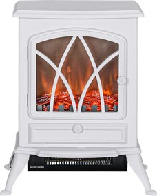 HOMCOM Elektrická krbová kamna s 1000/2000 W, dekorativní elektrický krb s LED efekt plamene, bílá
