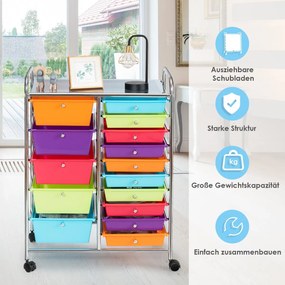 Costway Vozík s 15 stohovatelnými zásuvkami, pojízdný kontejner