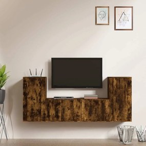 vidaXL 4dílný set TV skříněk kompozitní dřevo [3188551] Barva: kouřový dub