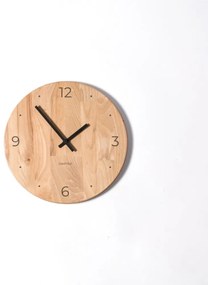 Nástěnné hodiny Pure S, bukové dřevo, pálený ciferník 5, černé ručičky