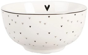 Bílá porcelánová miska se srdíčky Lovely Day - Ø 14*7 cm / 500 ml