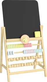 AIYAPLAY omyvatelná dětská tabule ze dřeva se stojanem, hodiny, abakus, houbička, od 2 let, barva dřeva