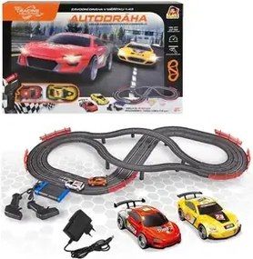 MaDe 11475 - Autodráha, 2 auta, 2 ovladače, s EU adaptérem, délka trat
