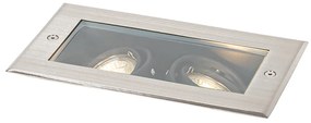 Moderní pozemní bodové svítidlo ocelové 2-světelné nastavitelné IP65 - Oneon