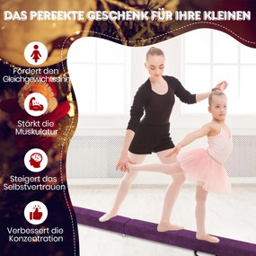 Costway 270 cm kladina dětská kladina skládací gymnastická kladina s – fialový