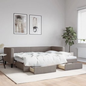Válenda s přistýlkou a zásuvkami taupe 80 x 200 cm textil 3196612