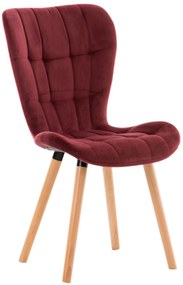 Židle Elda ~ samet, dřevěné nohy natura - Červená