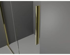 Mexen Velar, sprchový kout s posuvnými dveřmi 110(dveře) x 110(stěna) cm, 8mm čiré sklo, zlatá lesklá, 871-110-110-01-50