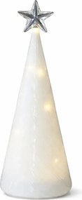LED svítící stromeček skleněný, bílý, 22 cm, čirá hvězda