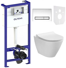 Set záchodová mísa Cersanit City K35-025, podomítkový WC modul s tlačítkem a těsněním Oltens Triberg 58300100, K98-0146