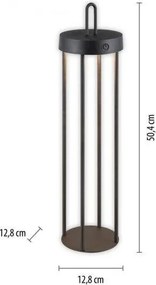 LD 19301-18 ANSELM LED stolní lampa na baterie černá 50cm dotykový stmívač IP44 zahradní svítidlo 2700K - JUST LIGHT