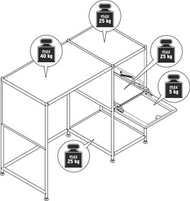 Tchibo - Kovový psací stůl CN3 s výklopnými dvířky - barva: černá
