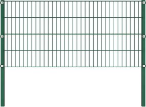 Plotový panel se sloupky železný 1730 x 80 cm zelený 278613