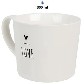 Bílý hrnek se srdíčkem s nápisem Love - Lovely Day - 12*8*7 cm / 300 ml