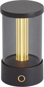 Venkovní stolní lampa černá dobíjecí vč. nabíjecí stanice IP65 - Grill