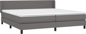 Box spring postel s matrací šedá 200x200 cm umělá kůže 3130683