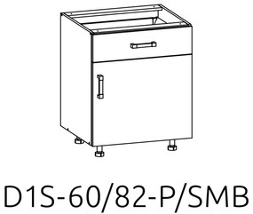 D1S-60/82 dolní skříňka s zásuvkou P/S - L/S kuchyně Plate Zvolte stranu: levé provedení, Barva korpusu skříněk: Šedá grenola, Barevné provedení: Světle šedá mat