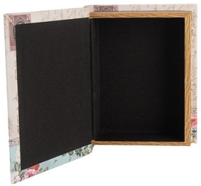 Sada 3 ks úložných boxů ve tvaru knihy s ptáčkem, známkou a nápisem Post Card – 27x22 cm / 22x17 cm / 17x12 cm