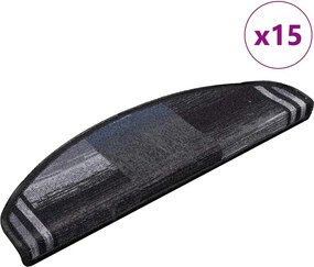 Samolepící nášlapy na schody 15 ks černo-šedé 65 x 21 x 4 cm 322412