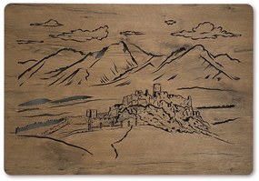 Li-Go "Spišský hrad" světelný obraz s baterií 90x62cm varianta: ovládání na obraze bez dálkového ovladače, provedení: dub světlý