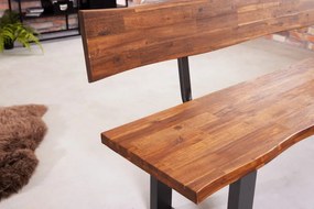 Hnědá dřevěná lavice s opěradlem Genesis 200 cm