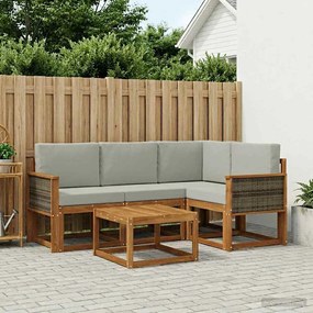 Venkovní pohovková souprava 5 ks Přírodní a světle šedá 3385187