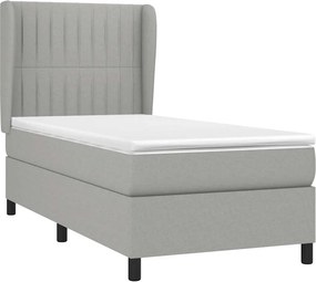 Box spring postel s matrací světle šedá 80 x 200 cm textil 3128077