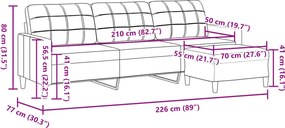 3místná pohovka s podnožkou černá 210 cm textil 3278253