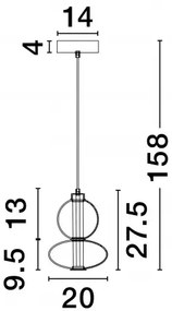 LED stmívatelný černo-šedý moderní lustr Bally