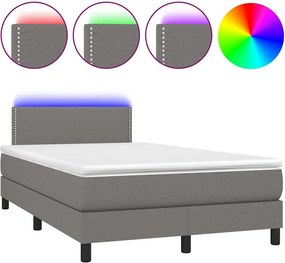 Box spring postel s matrací a LED tmavě šedá 120x200 cm textil 3133062