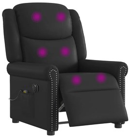 Elektrické masážní polohovací křeslo lesklé černé umělá kůže 3303416