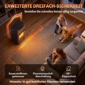 Outsunny Plynový topič venkovní 1,5-4,2 kW sklopný terasový topič s kolečky, ochranným krytem, 3 výkonnostními stupni, hadicí